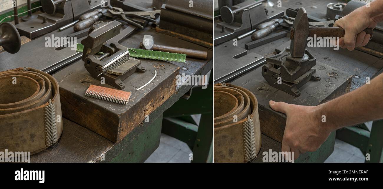 Production of a belt connection for the transmission belts, former ...