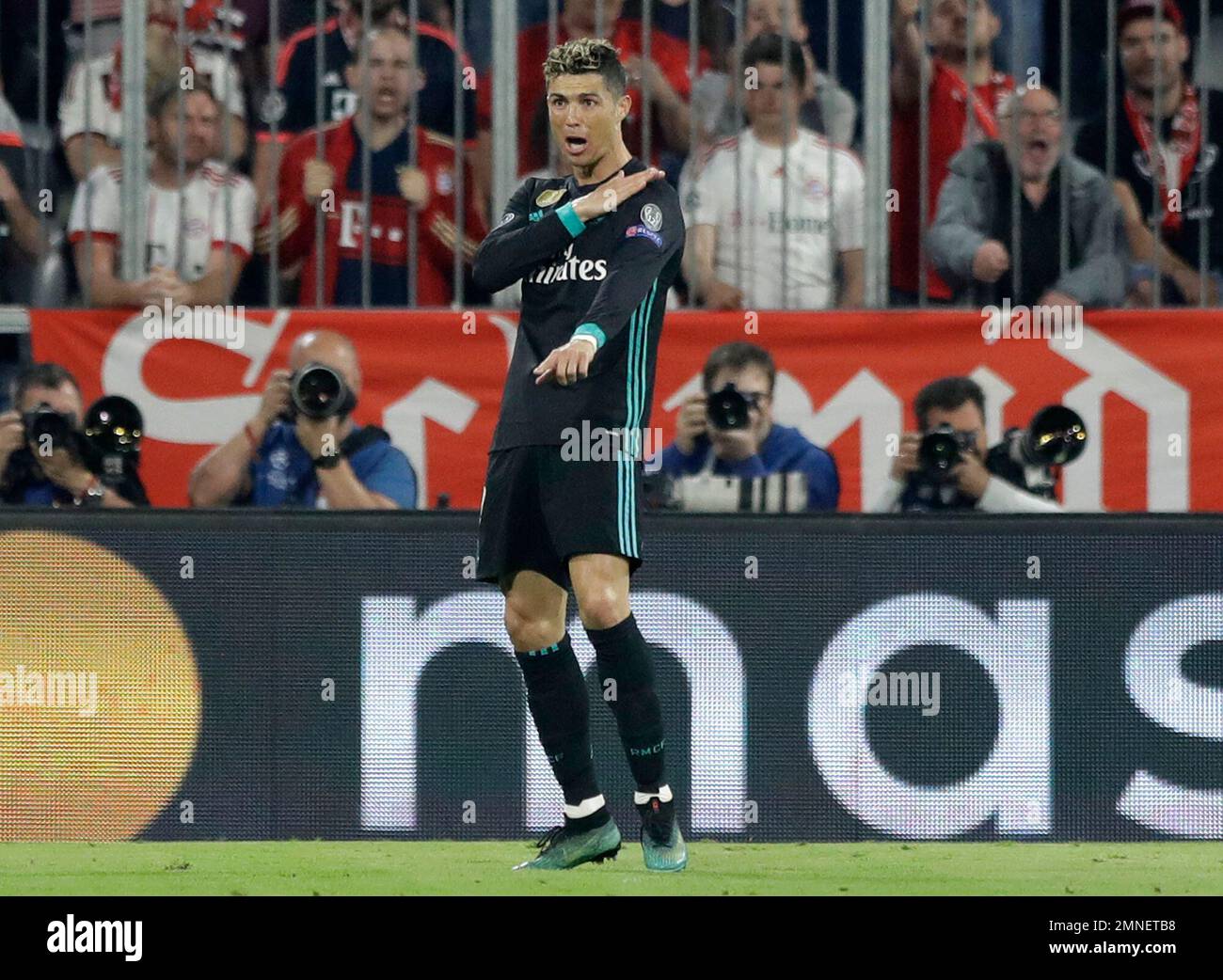Real Madrid's Cristiano Ronaldo reacts after a disallowed goal during ...