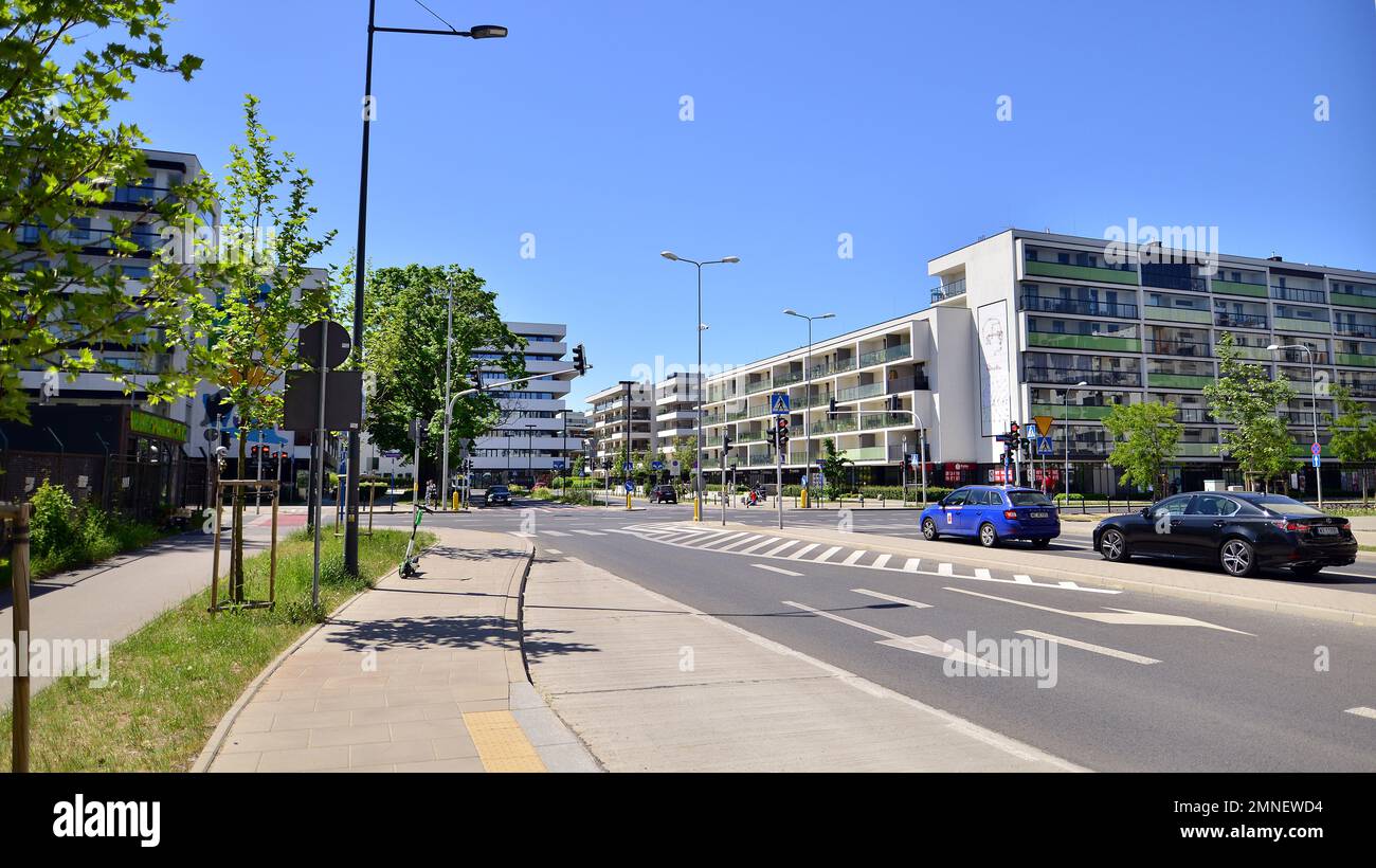 Futuristic square architecture of apartment building. Real estate with ...