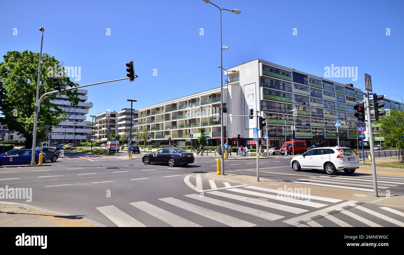 Futuristic square architecture of apartment building. Real estate with ...