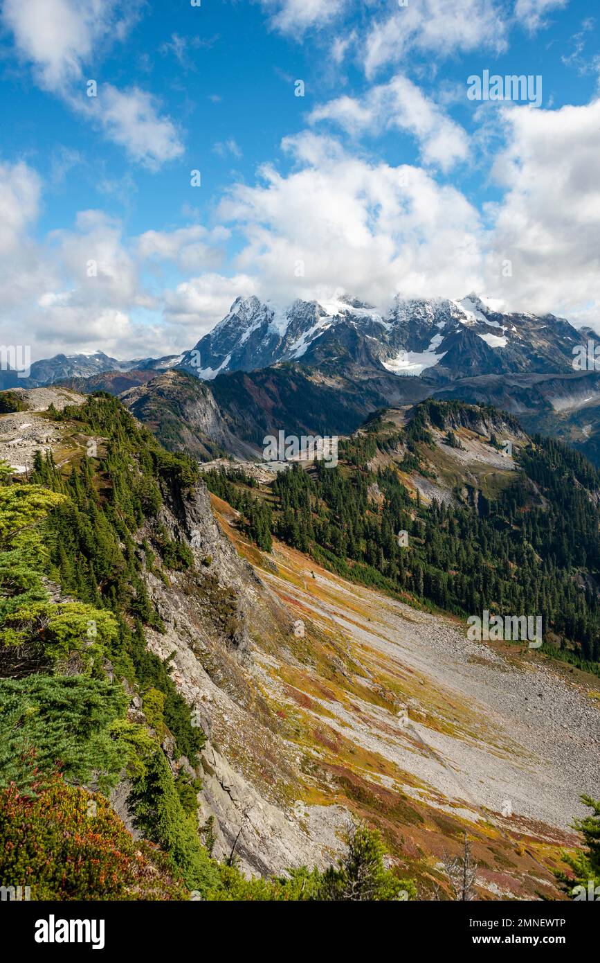 View from Table Mountain of Mt. Shuksan with snow and glacier, Mt ...