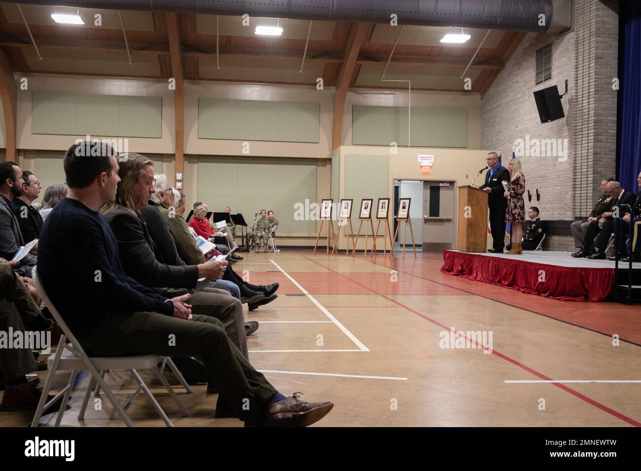 Command Sgt. Maj. (Ret.) Paul E. Herr addresses the crowd during the ...