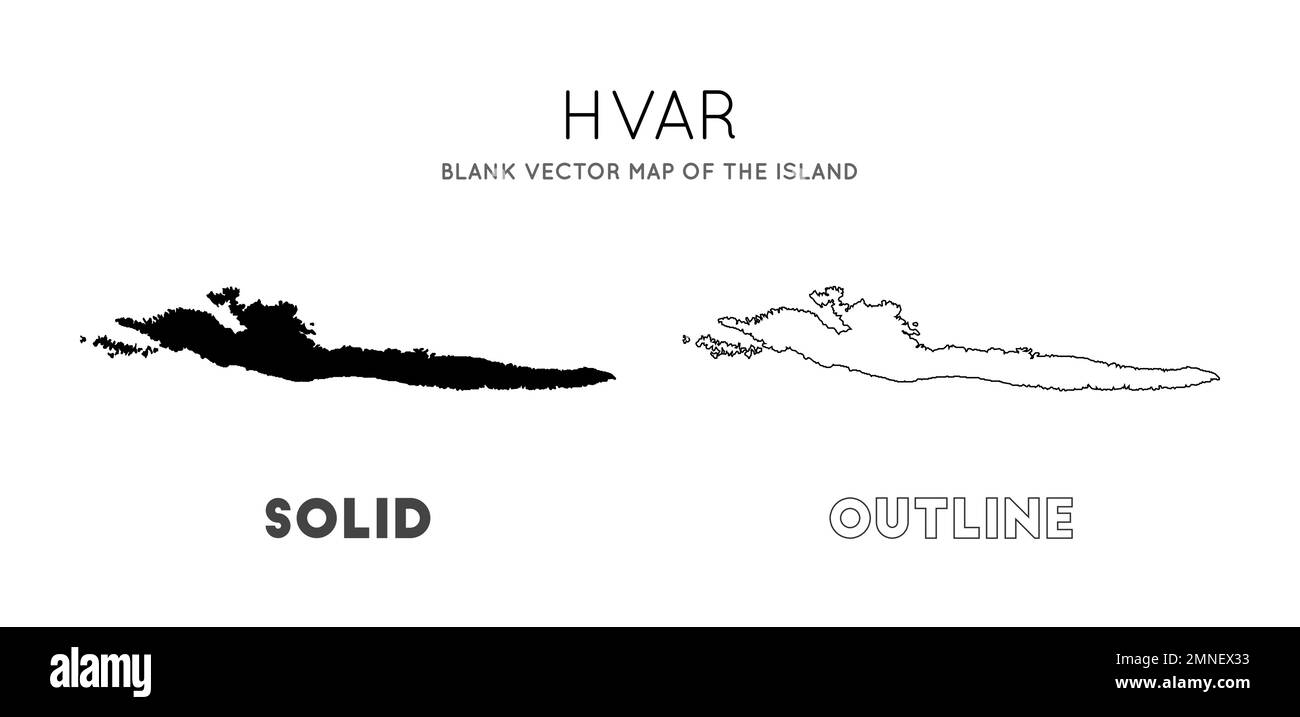 Hvar map. Blank vector map of the island. Borders of Hvar for your ...