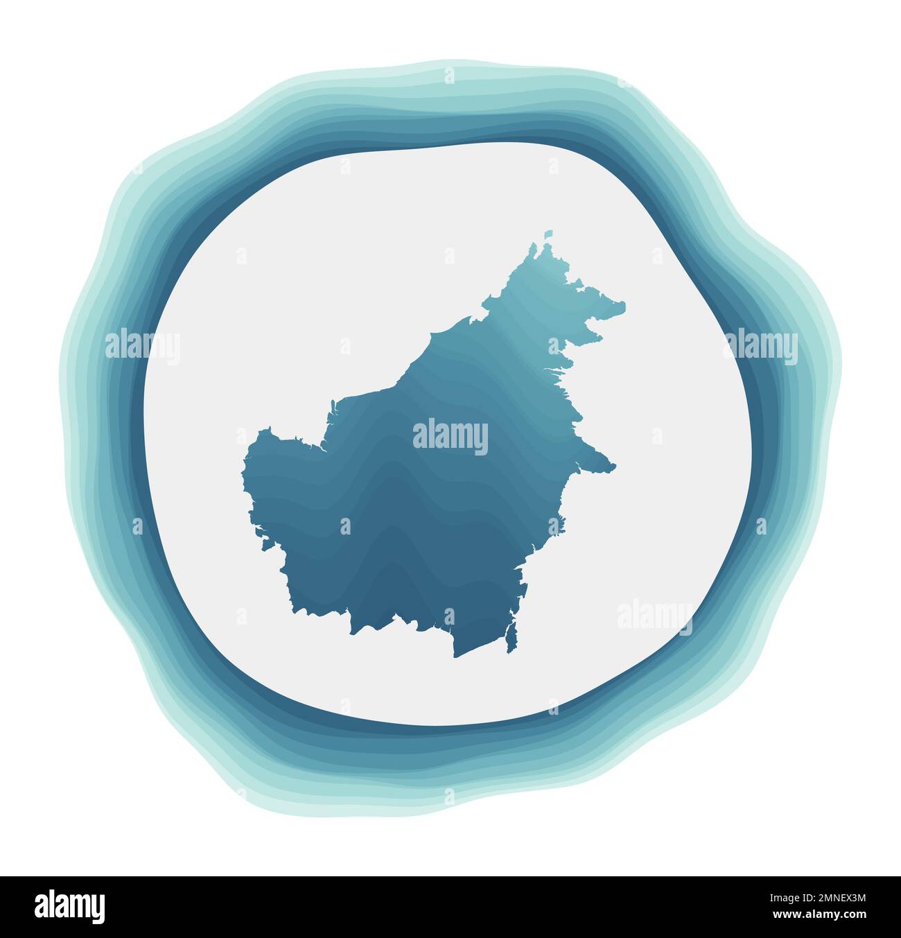 Borneo logo. Badge of the island. Layered circular sign around Borneo ...