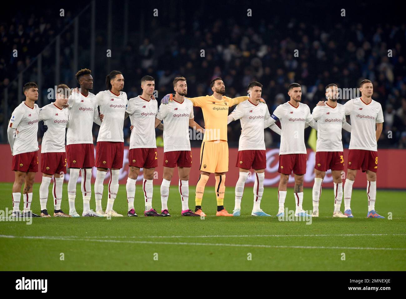 Naples, Italy. 29 Jan, 2023. AS Roma line up for a team photo during ...