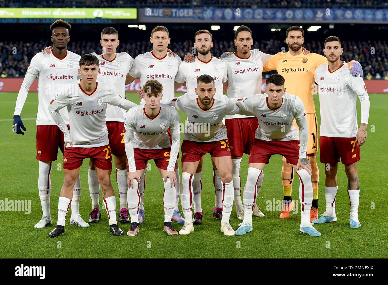 Naples, Italy. 29 Jan, 2023. AS Roma line up for a team photo during ...