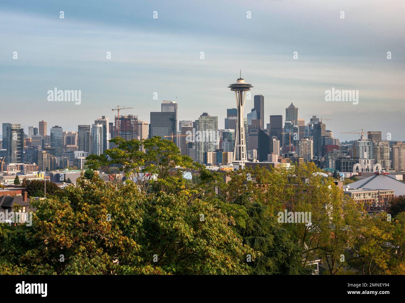 View over Seattle, skyline with Space Needle observation tower, Seattle ...
