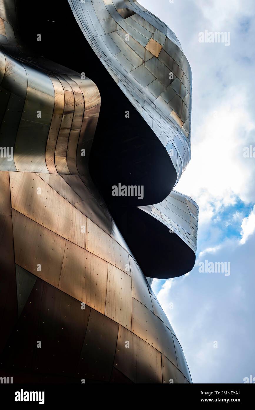 Corrugated exterior facade, detail, Museum of Pop Culture, MoPOP ...