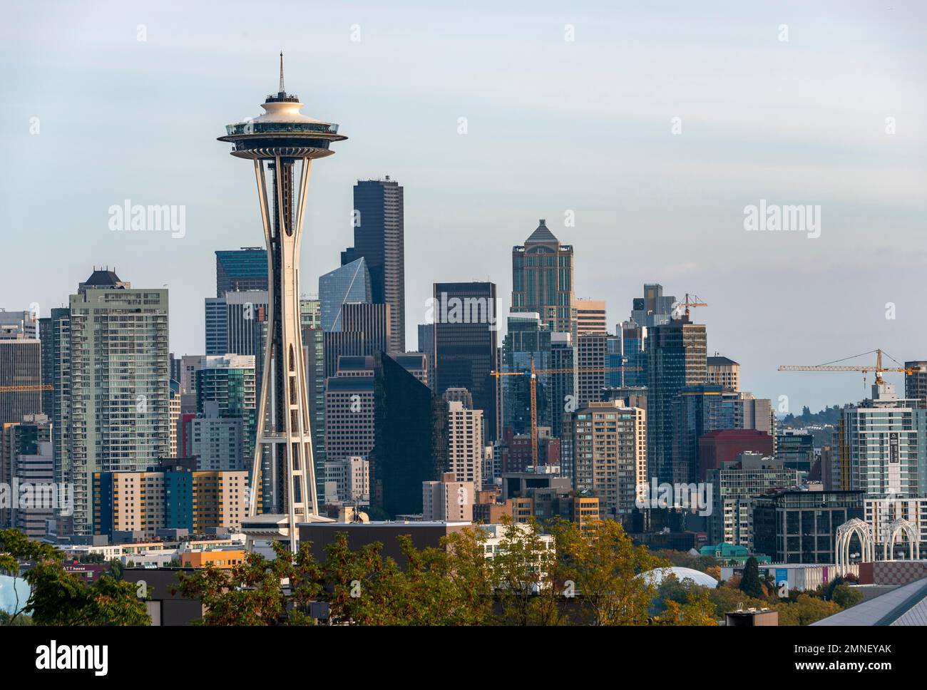 View over Seattle, skyline with Space Needle observation tower, Seattle ...
