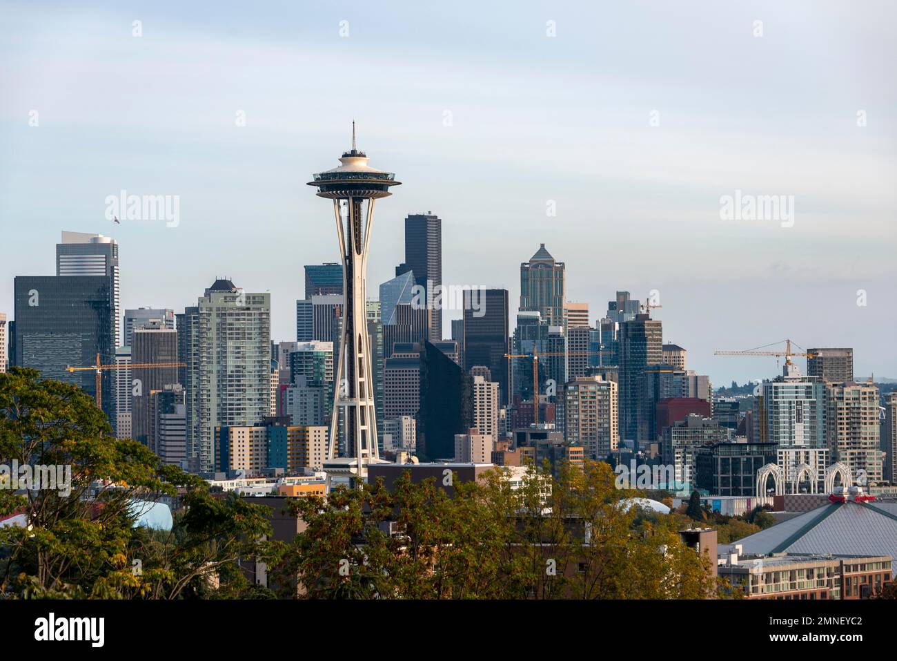 View over Seattle, skyline with Space Needle observation tower, Seattle ...