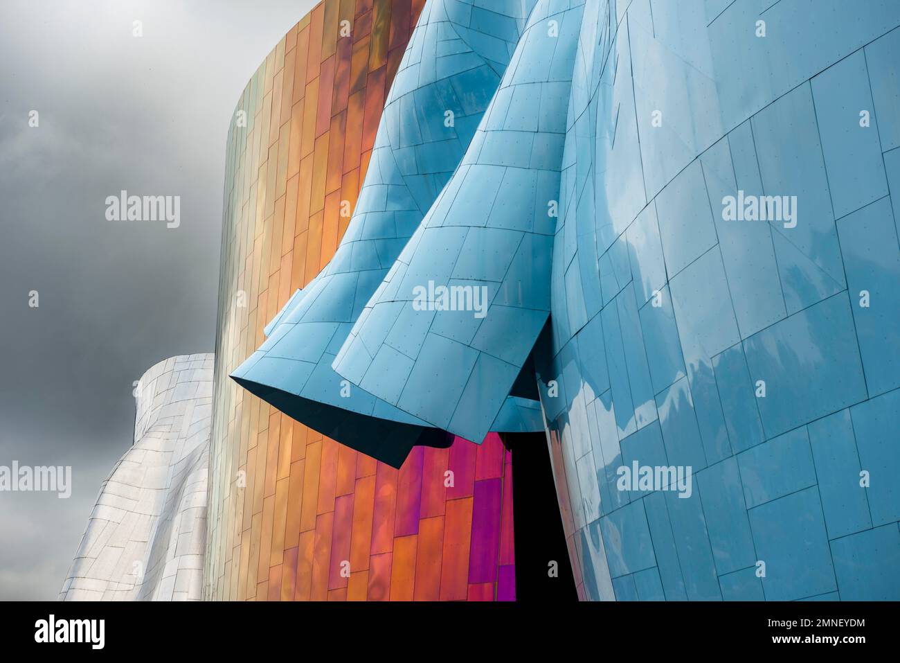 Colourful undulating exterior facade, detail, Museum of Pop Culture ...