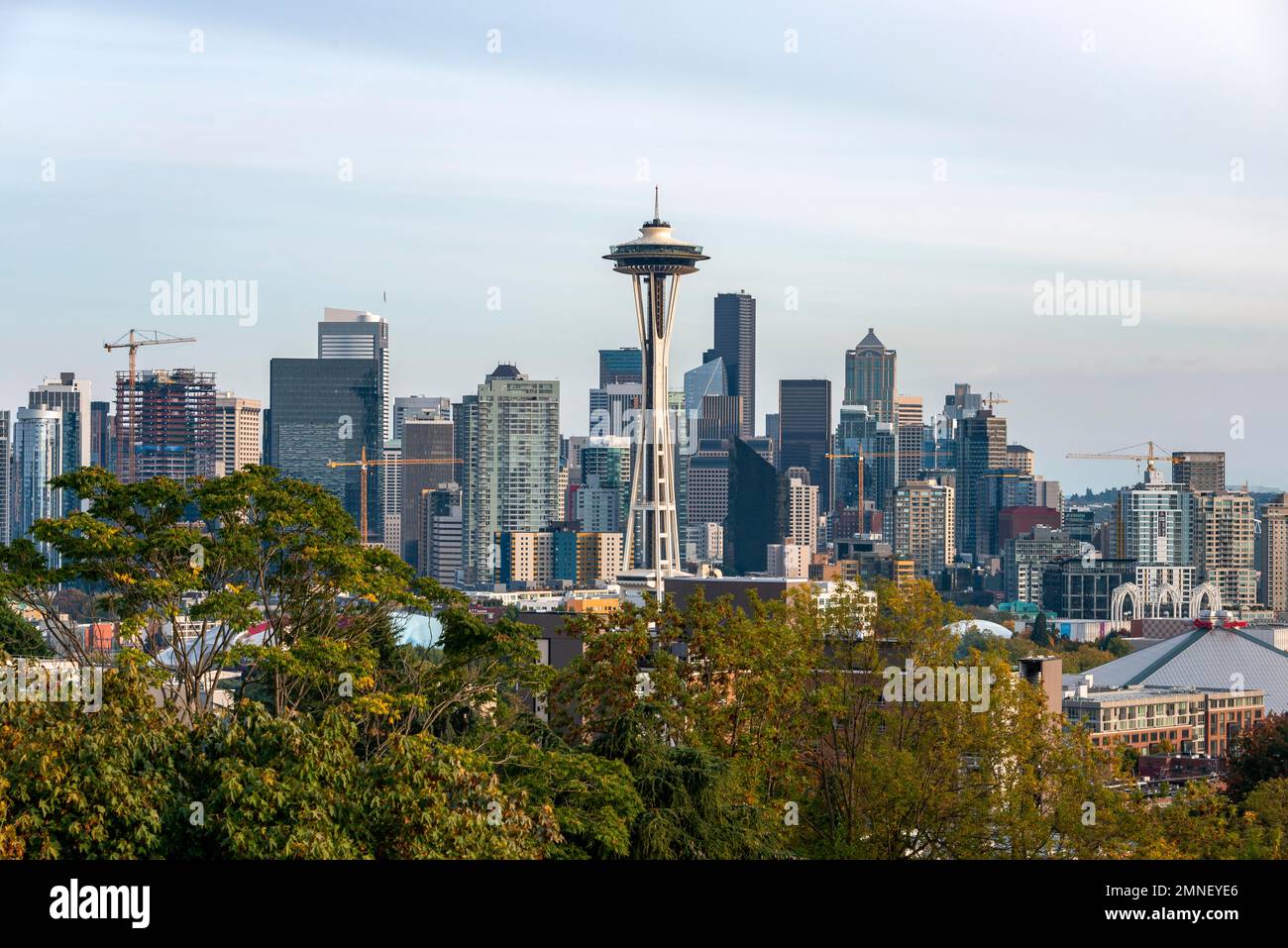 View over Seattle, skyline with Space Needle observation tower, Seattle ...