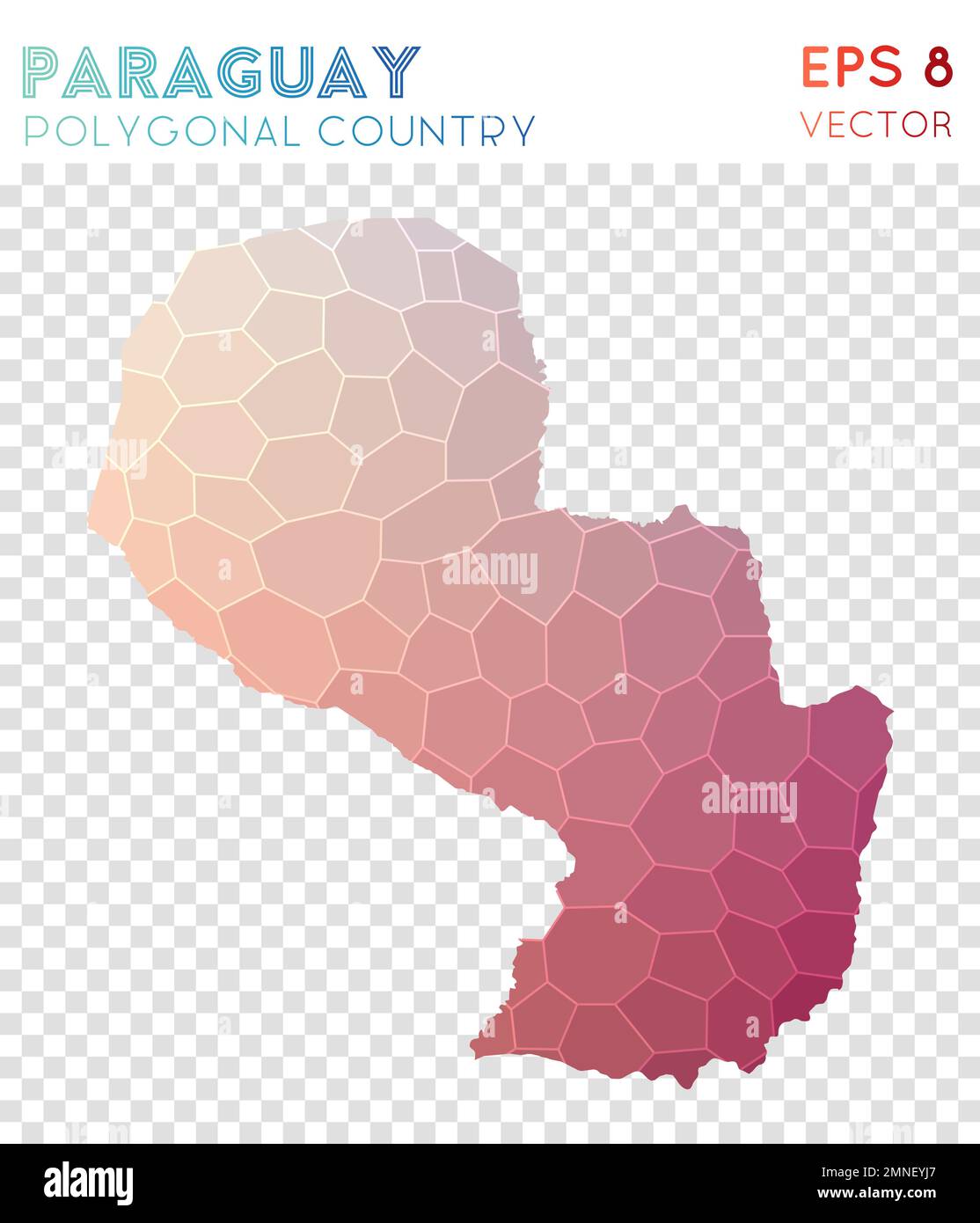Paraguay polygonal map, mosaic style country. Artistic low poly style ...