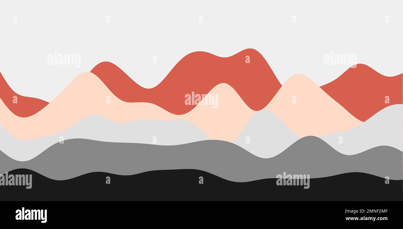 Abstract red grey hills background. Colorful waves creative vector ...