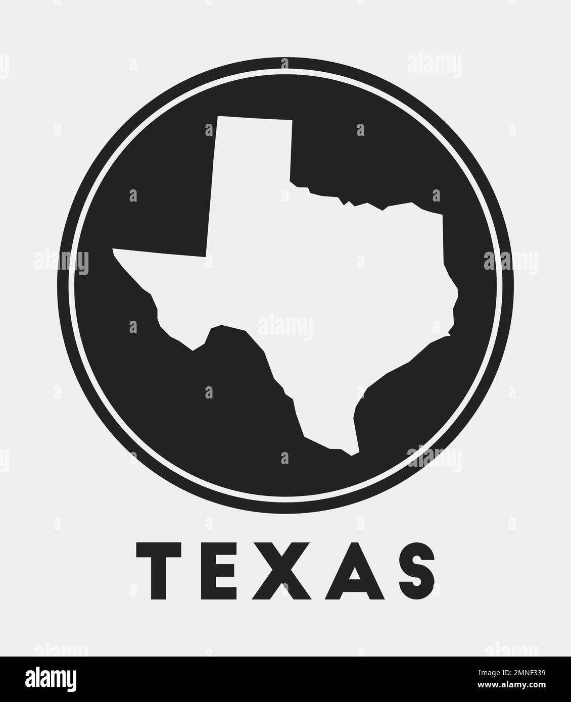Texas icon. Round logo with US state map and title. Stylish Texas badge ...