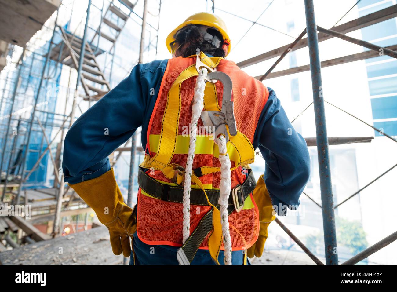 back view man with safety equipment. Beautiful photo Stock Photo - Alamy