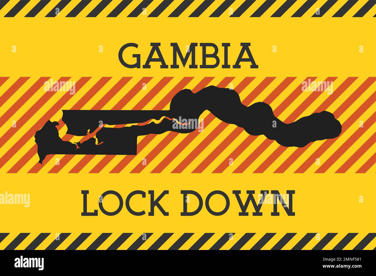 Gambia Lock Down Sign. Yellow country pandemic danger icon. Vector ...