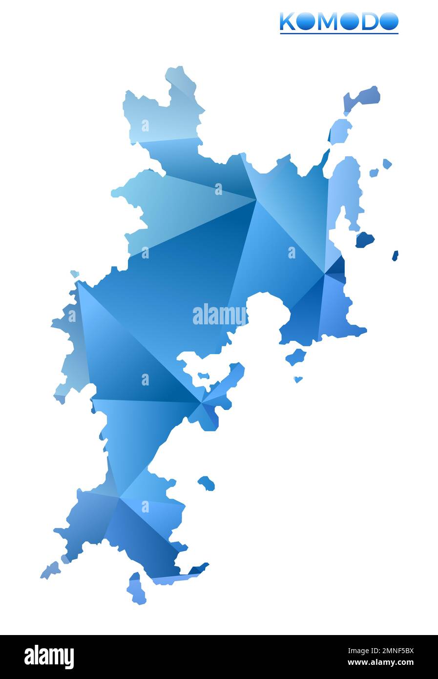 Vector polygonal Komodo map. Vibrant geometric island in low poly style. Charming illustration ...