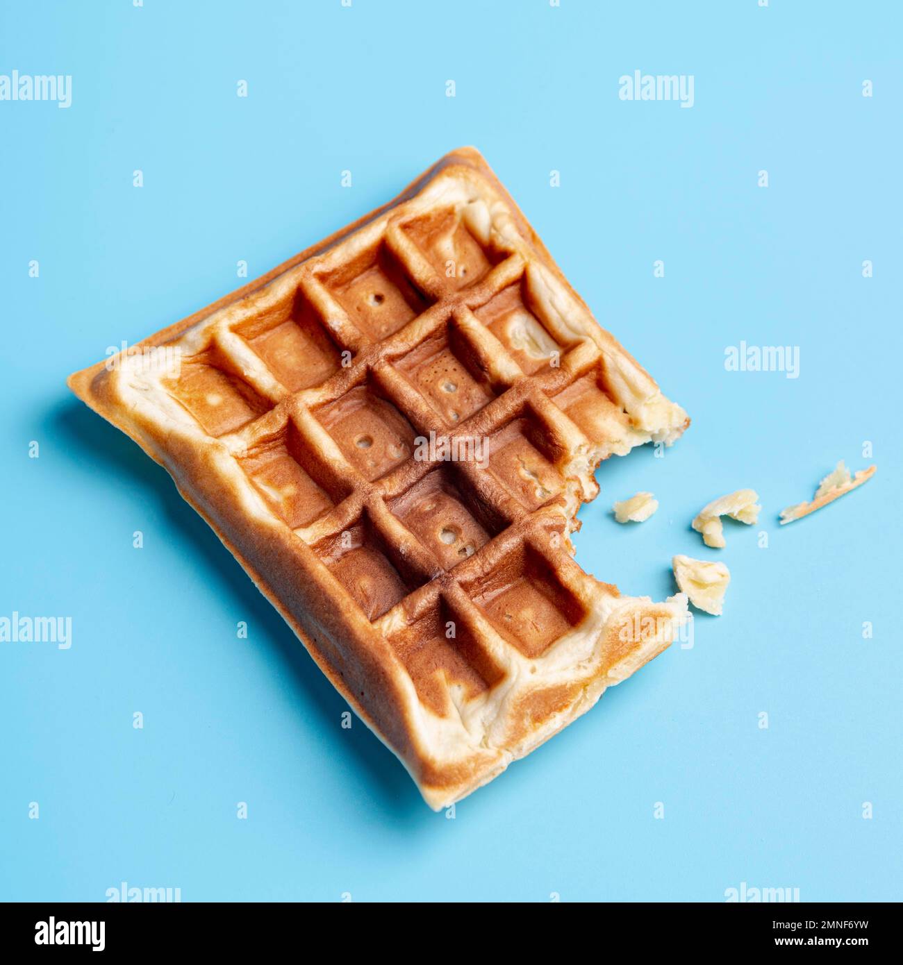 high angle waffle with bite. High resolution photo Stock Photo - Alamy
