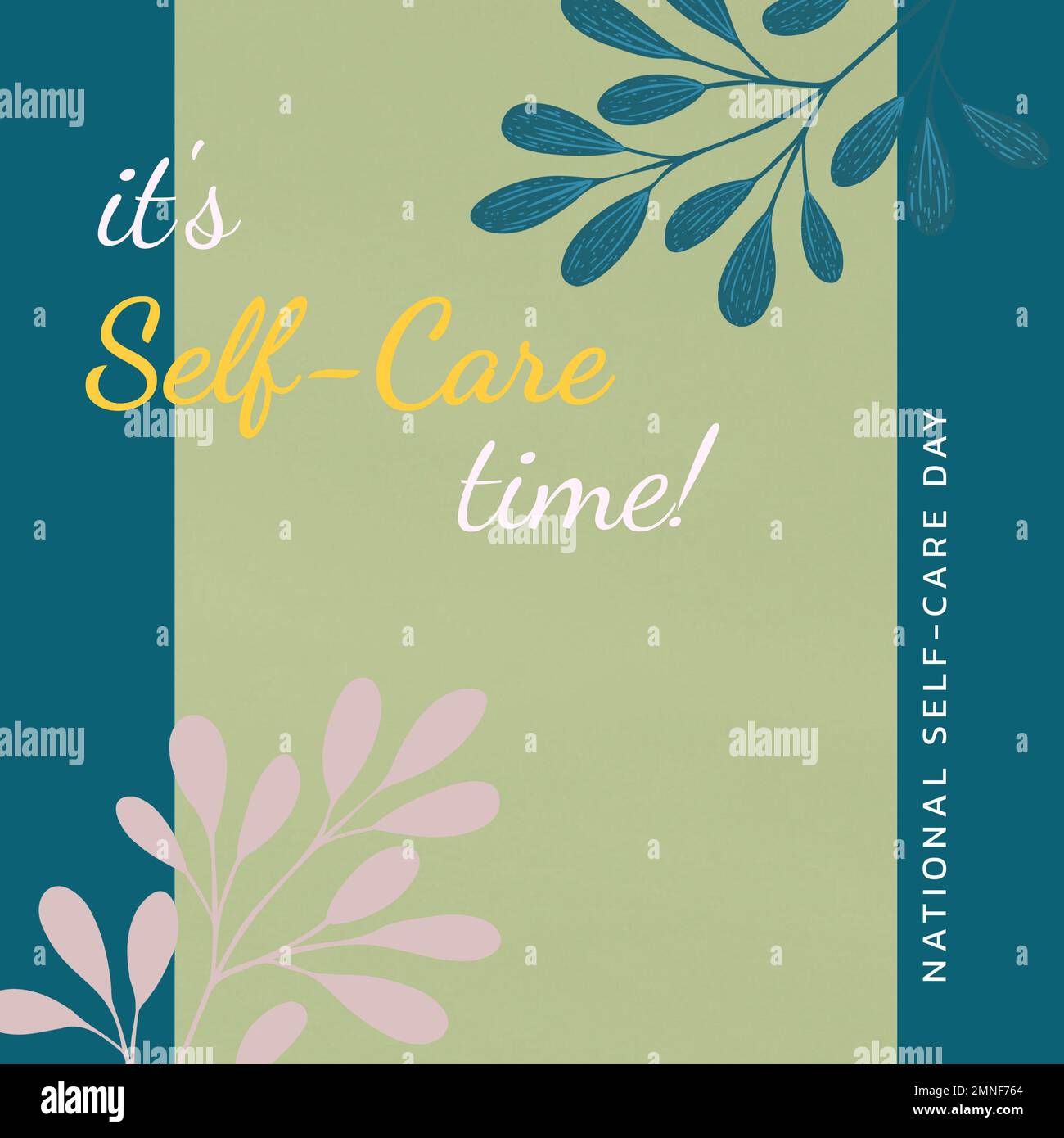 Composition of it's self-care time text and copy space over pattern and ...