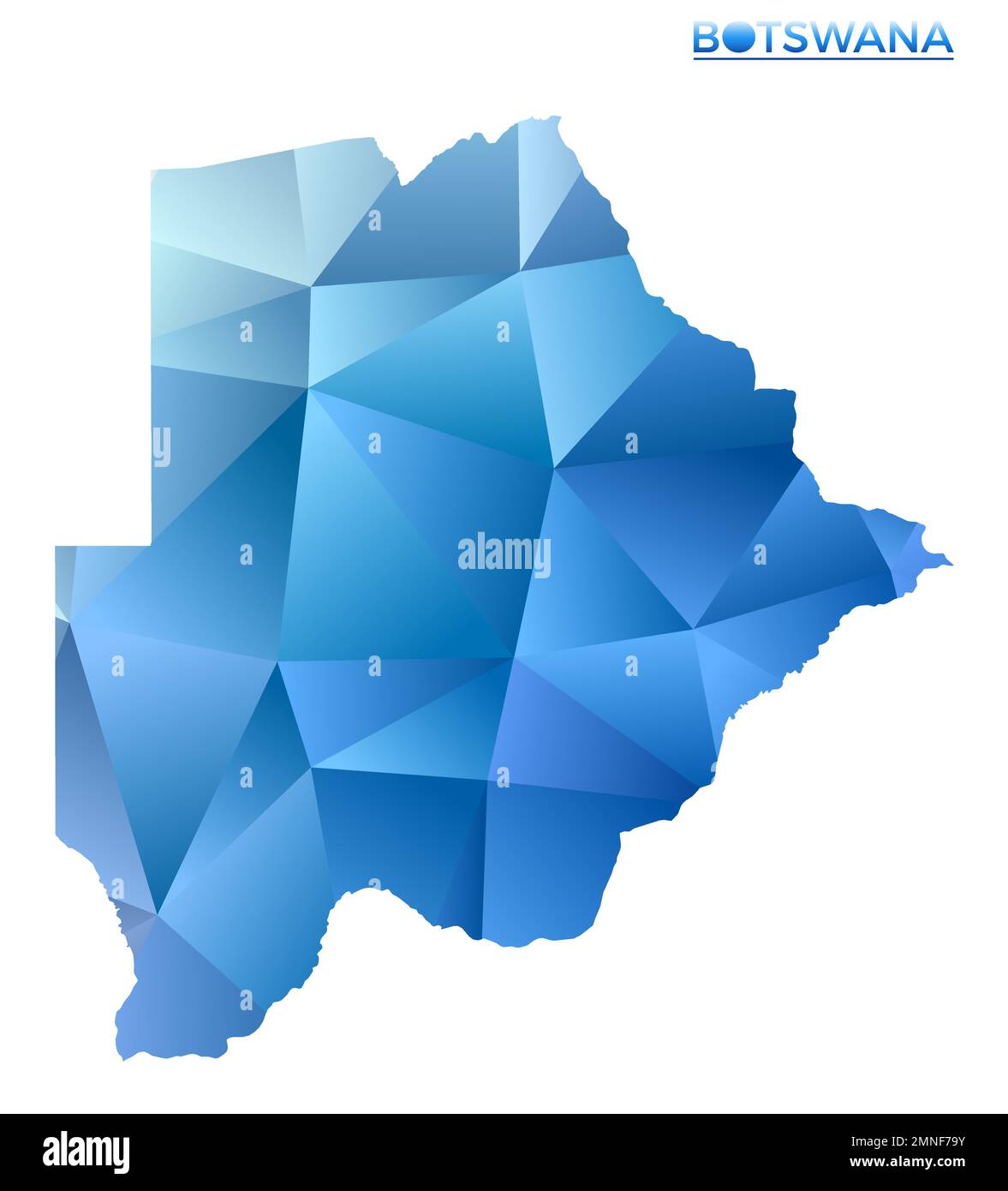 Vector polygonal Botswana map. Vibrant geometric country in low poly style. Charming ...