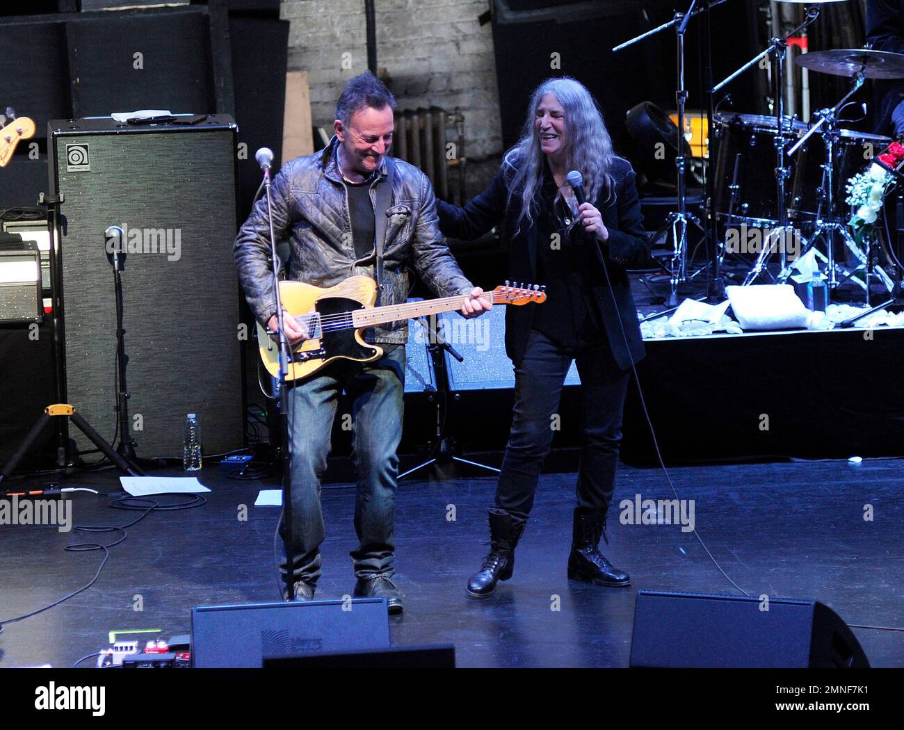 Bruce Springsteen, left, and Patti Smith perform after a special ...
