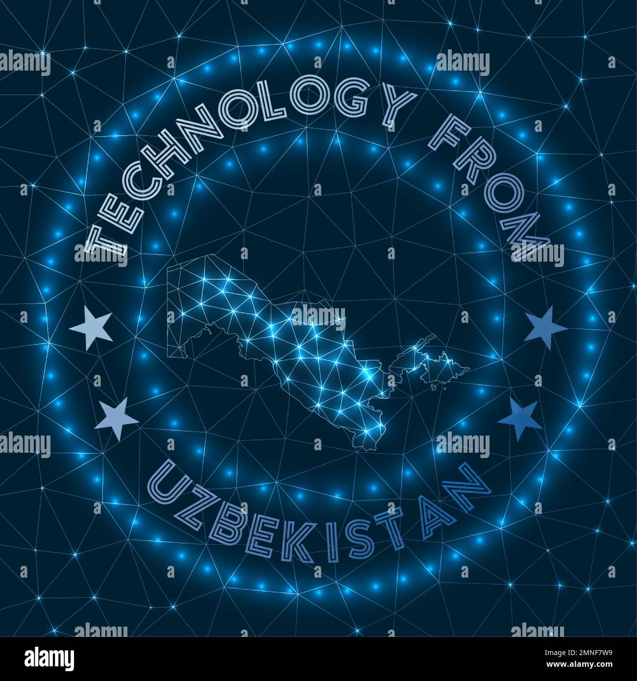 Technology From Uzbekistan. Futuristic geometric badge of the country ...