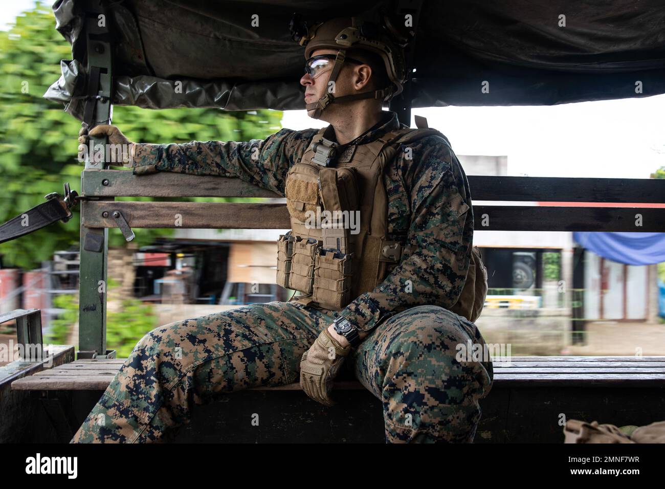 U.S. Marine Corps Staff Sgt. Jorgen Larsen, an infantry platoon sergeant with Battalion Landing ...