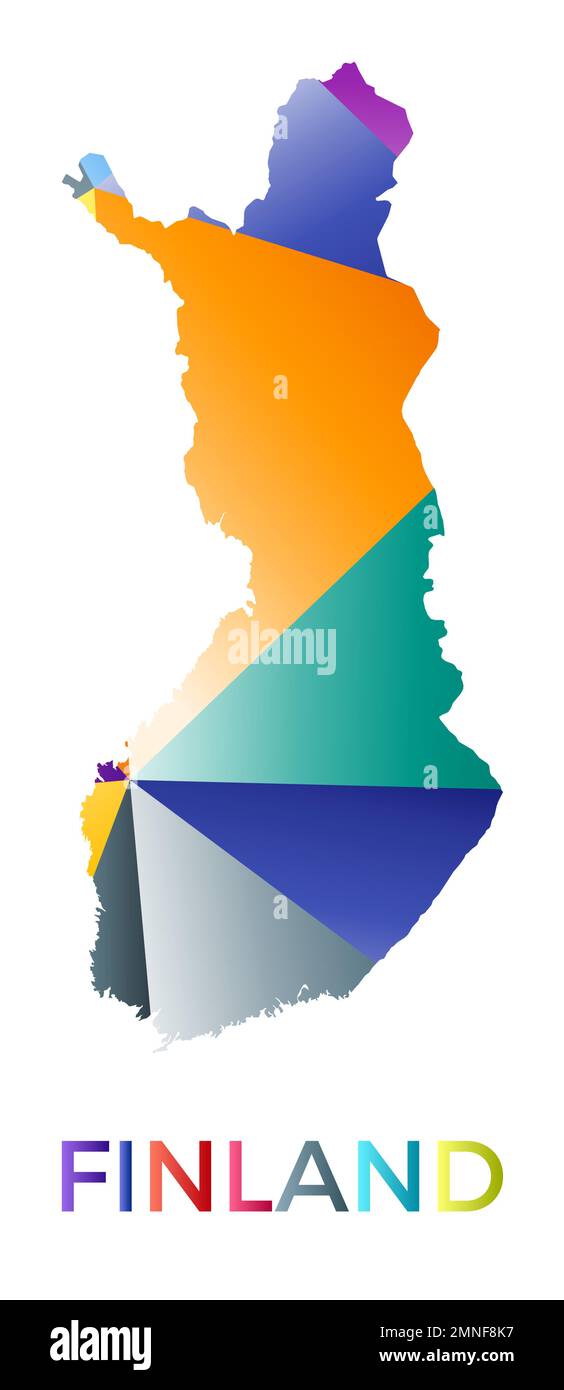 Bright colored Finland shape. Multicolor geometric style country logo ...