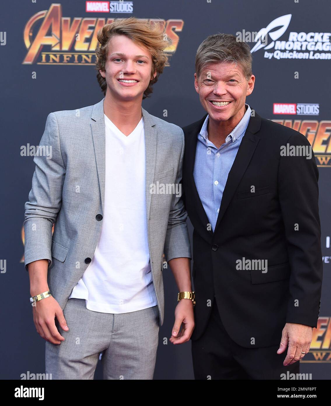 Comic book creator Rob Liefeld, right, and his son Chase Liefeld arrive ...