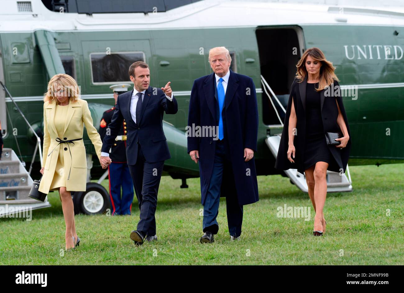 President Donald Trump, first lady Melania Trump, French President ...