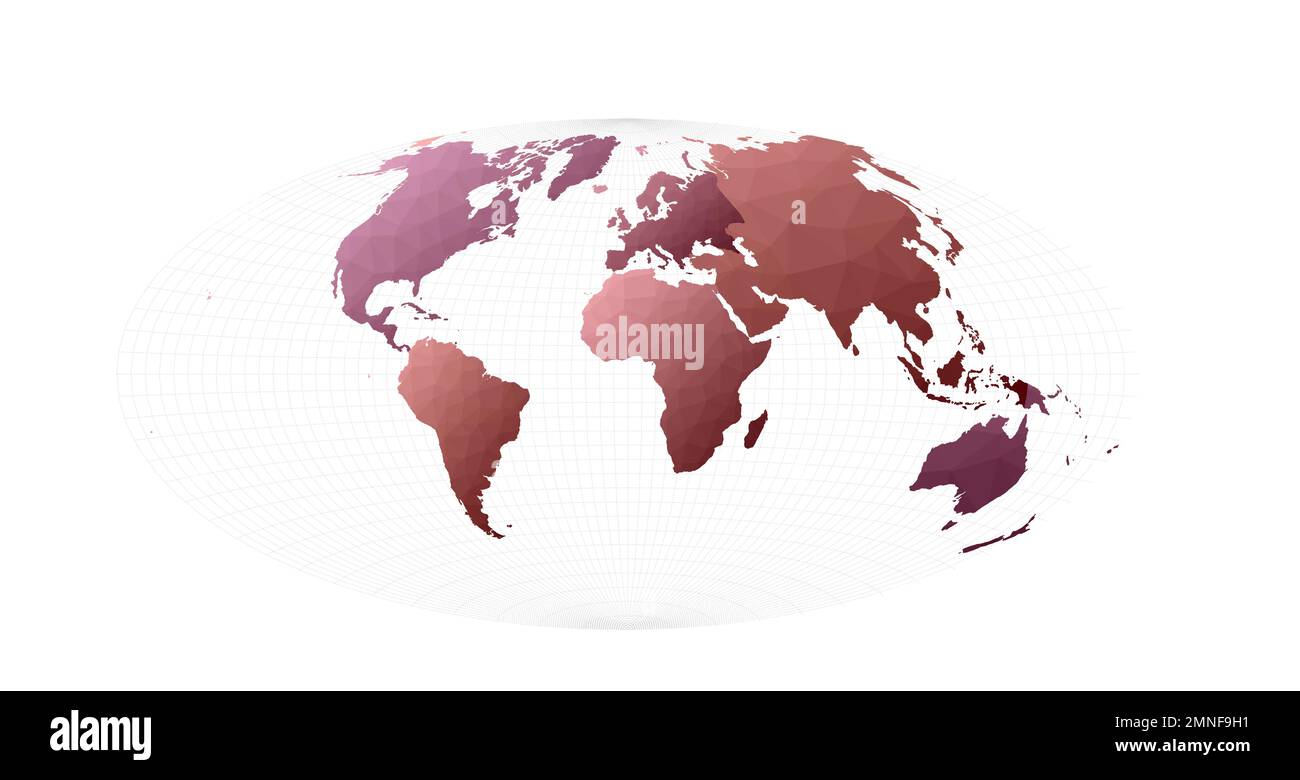World map. Aitoff projection. Ecstatic vector illustration Stock Vector ...