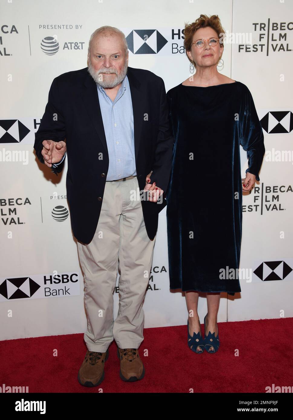Actors Brian Dennehy, left, and Annette Bening attend the premiere of ...