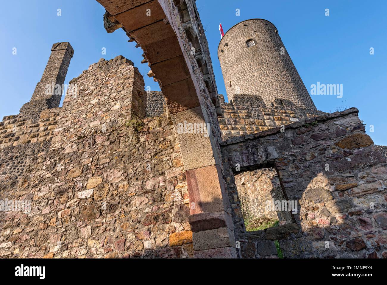 Western keep, castle tower, middle gate with gatehouse of the outer ...