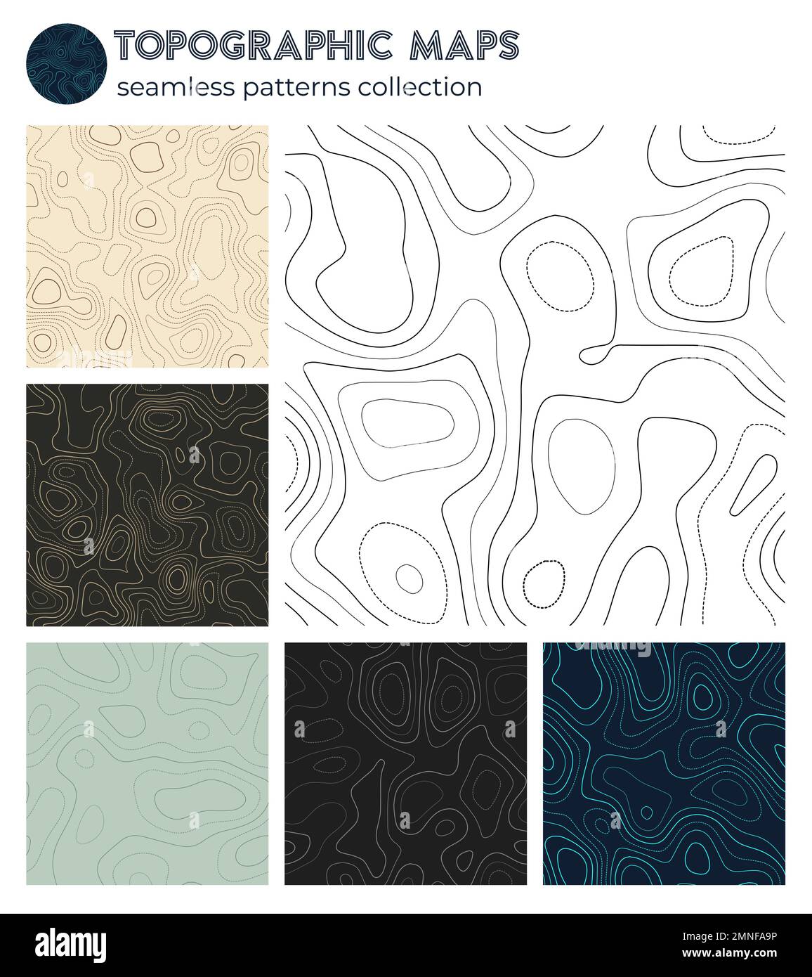 Topographic maps. Attractive isoline patterns, seamless design. Elegant tileable background ...