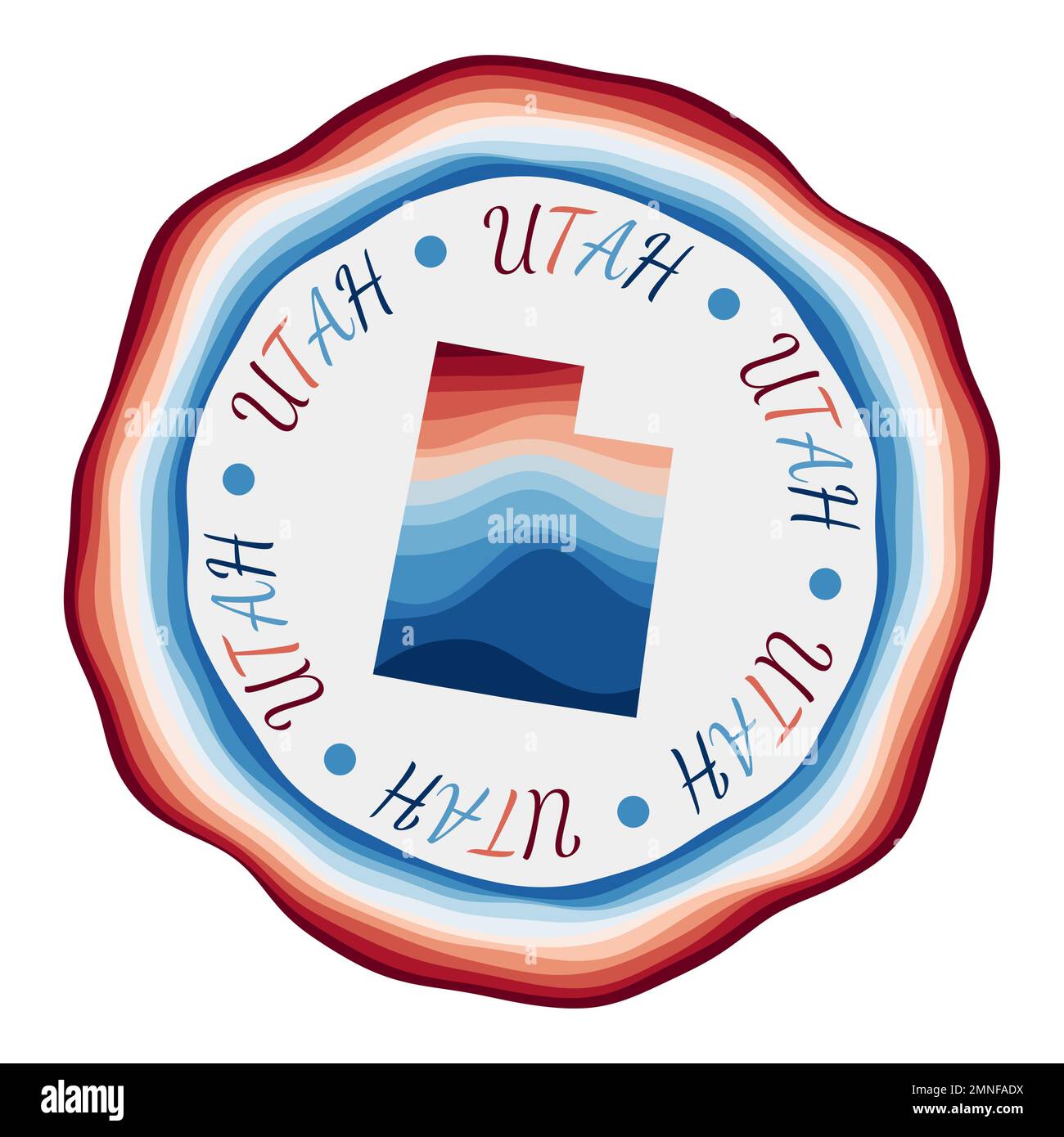 Utah badge. Map of the US state with beautiful geometric waves and ...