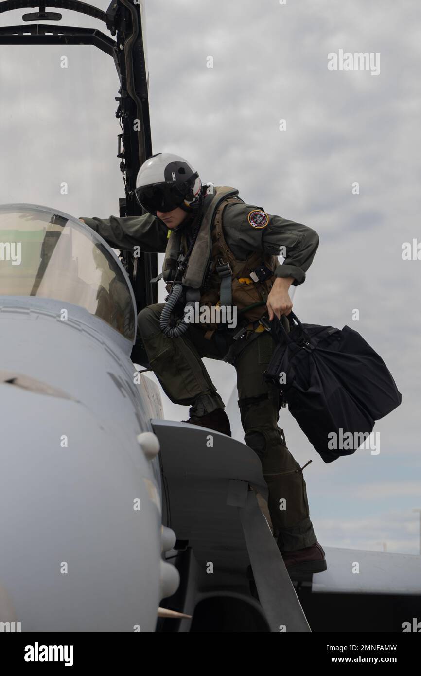 A U.S. Marine Corps pilot with Marine Fighter Attack Squadron (VMFA ...