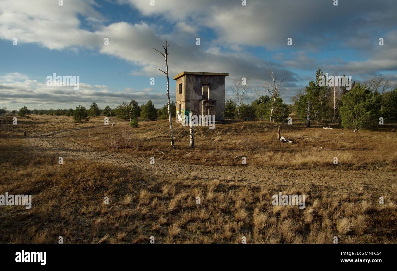 Ruin on a former military training area, which is now a nature reserve ...