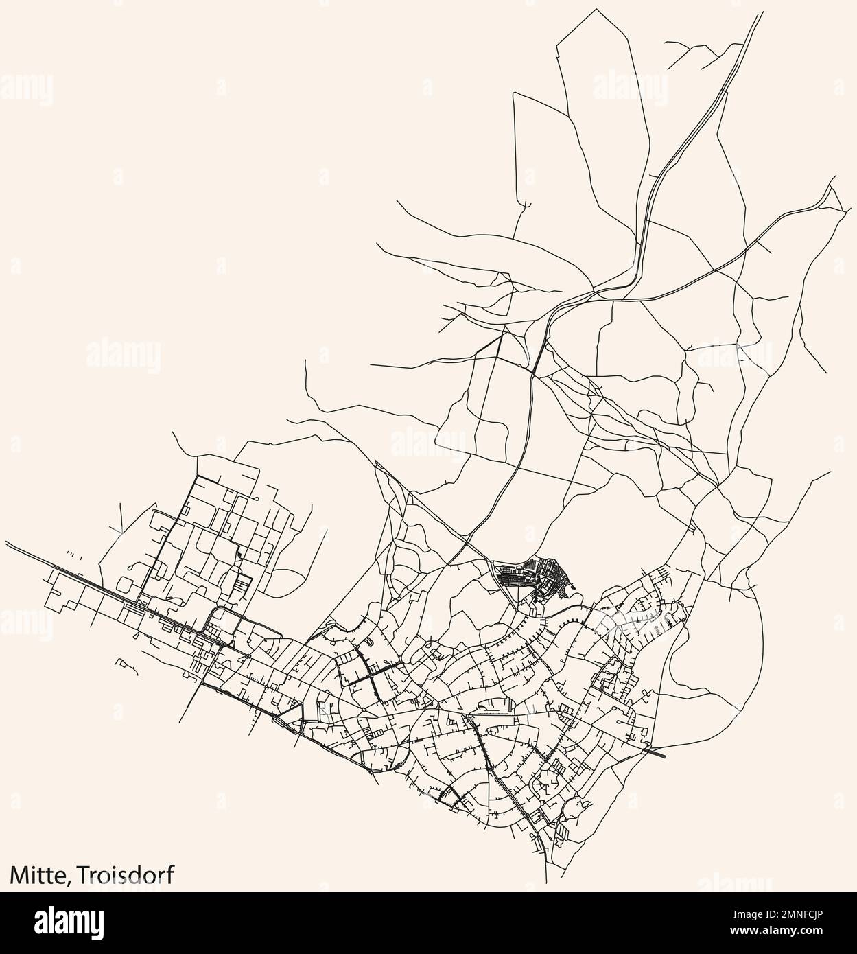 Street roads map of the MITTE DISTRICT, TROISDORF Stock Vector Image ...