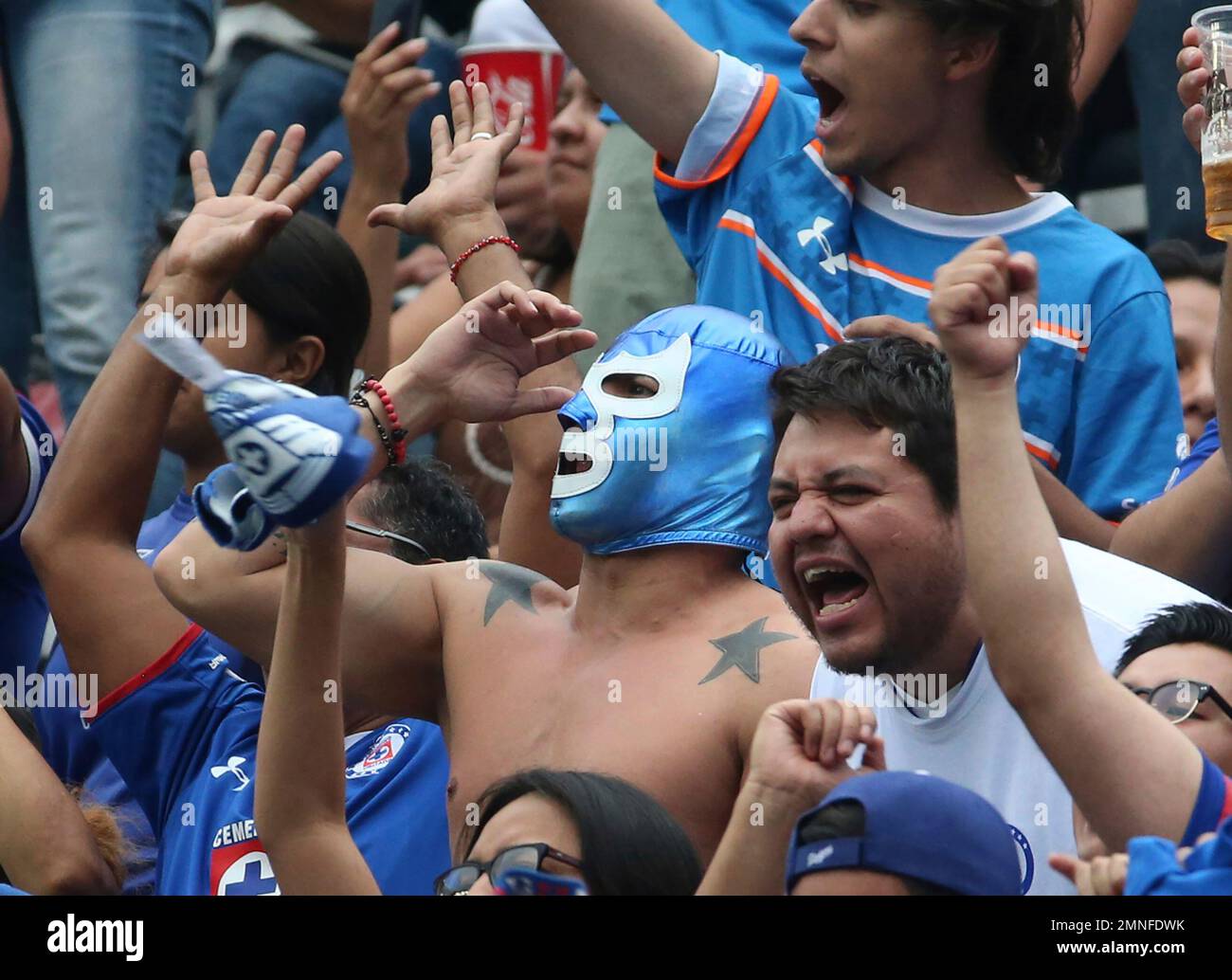 Cruz Azul fans cheers for their team during a Mexico League soccer ...