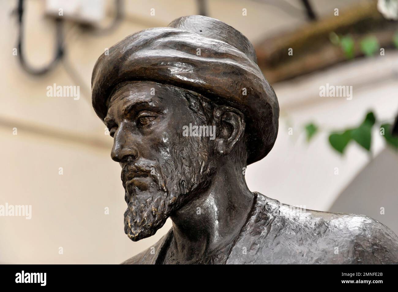 Detail, portrait, Bronze Monument, Monument of Adam Riese, Cordoba ...