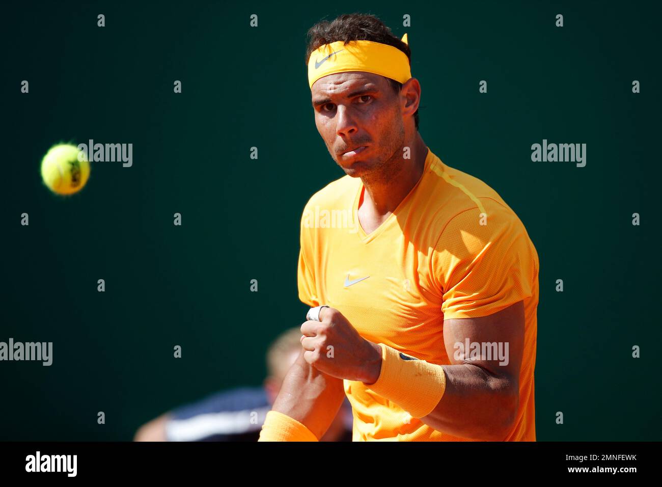 Spain's Rafael Nadal clenches his fist as Japan's Kei Nishikori's ...