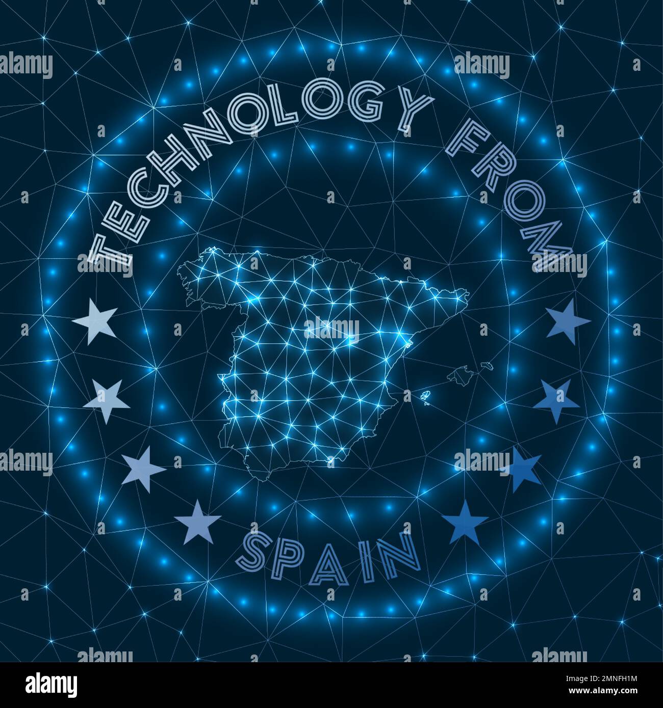 Technology From Spain. Futuristic geometric badge of the country ...