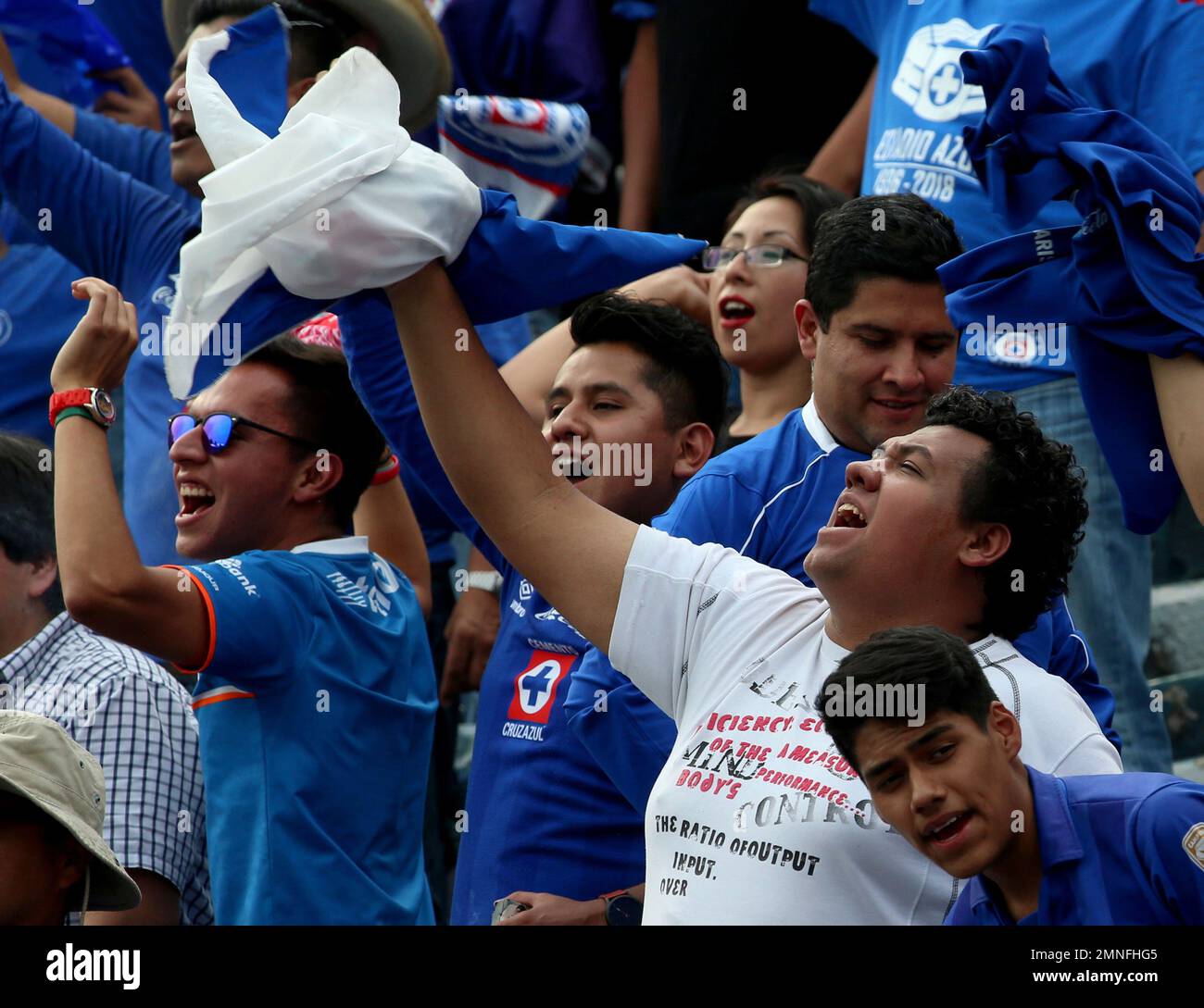 Cruz Azul fans cheer for their team during a Mexico League soccer match ...