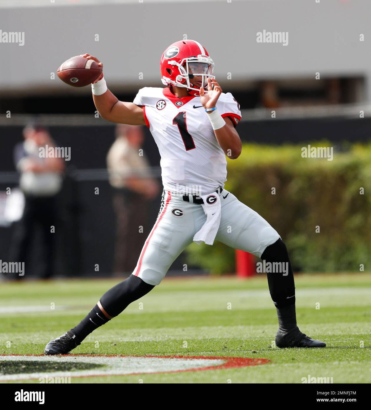 Quarterback Justin Fields throws a pass during during the first half of ...