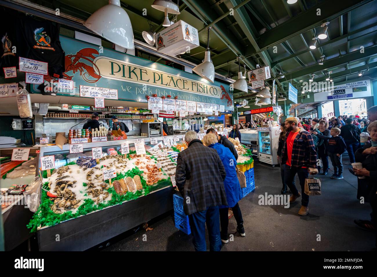 People in a market hall, stall selling fresh fish, Public Market ...