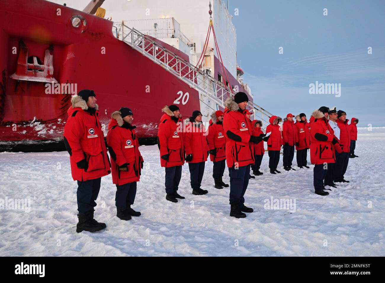 Crewmembers of the USCGC Healy (WAGB 20) hold an advancement ceremony ...