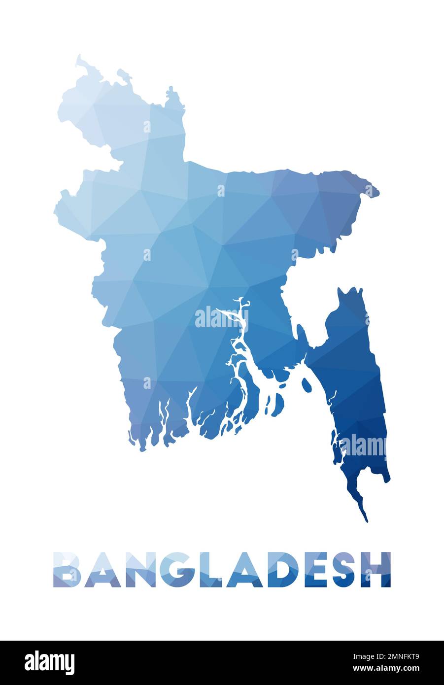 Low poly map of Bangladesh. Geometric illustration of the country ...