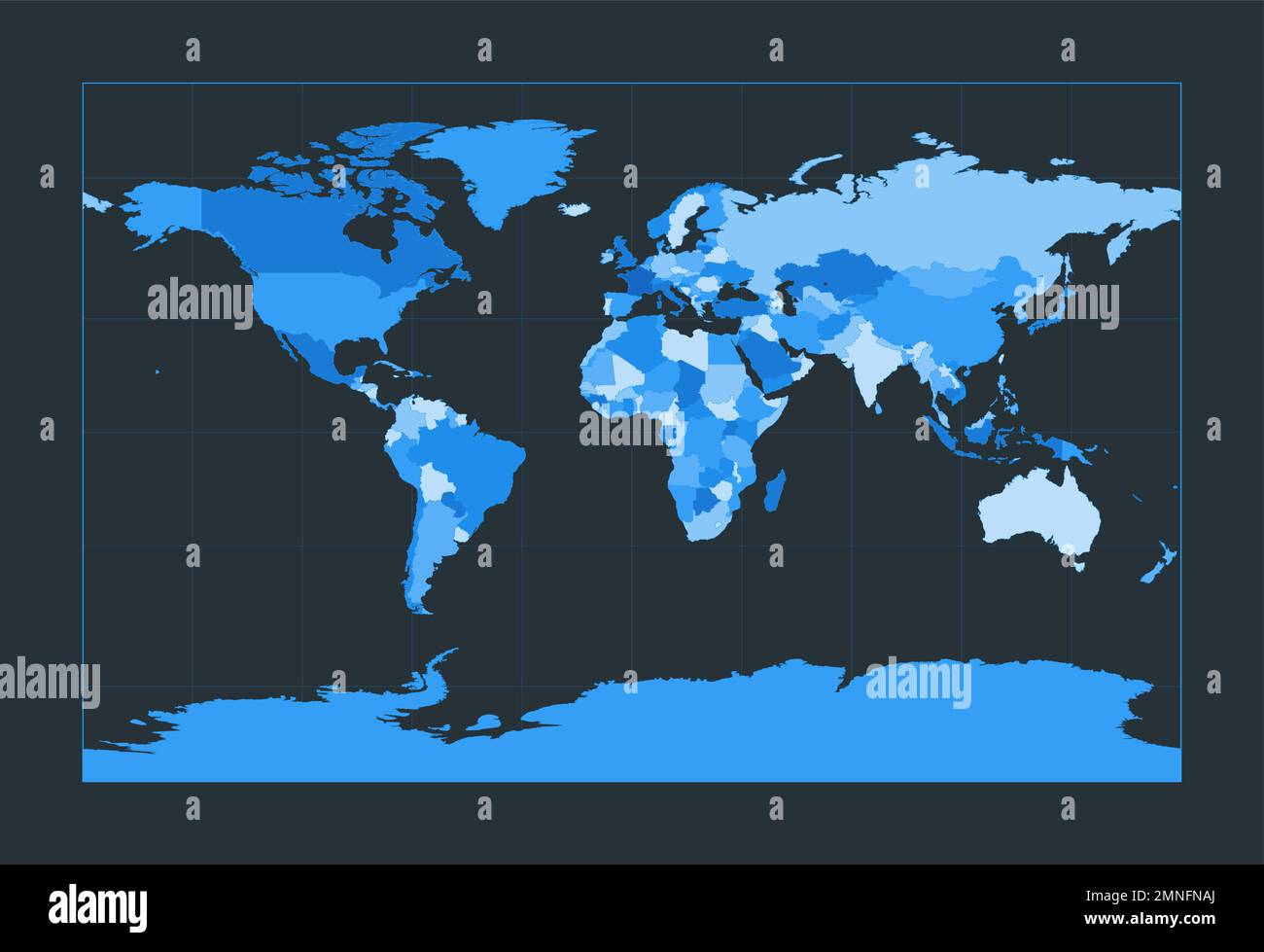 World Map. Cylindrical stereographic projection. Futuristic world ...