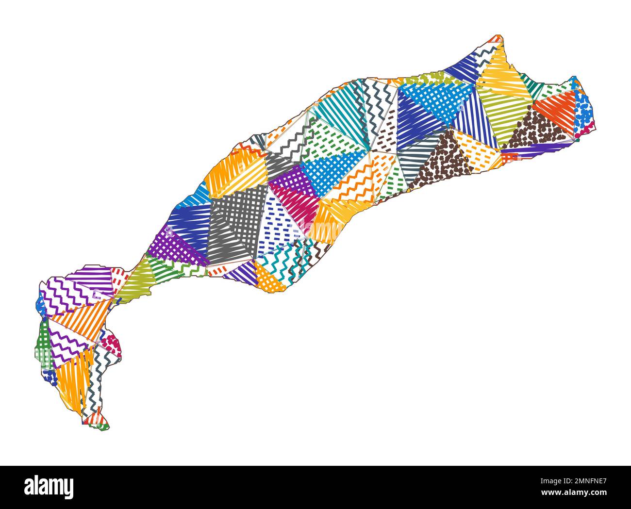 Kid style map of Kos. Hand drawn polygons in the shape of Kos. Vector ...